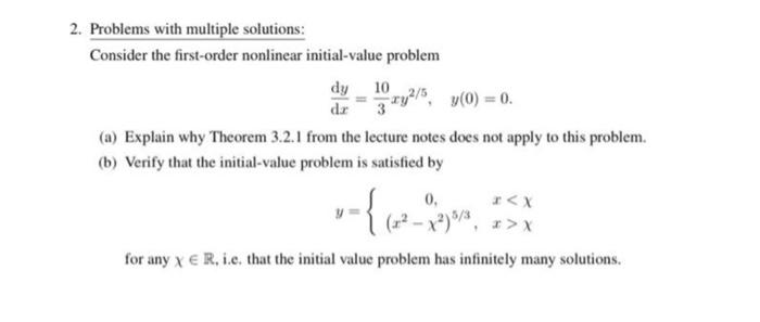 Solved 2. Problems with multiple solutions: Consider the | Chegg.com