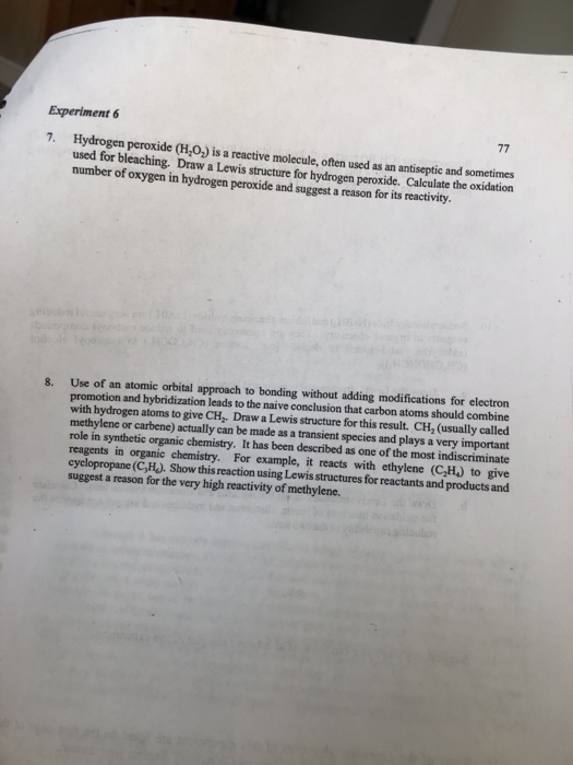 Solved 7 Experiment 6 Hydrogen peroxide (H20,) is a reactive | Chegg.com