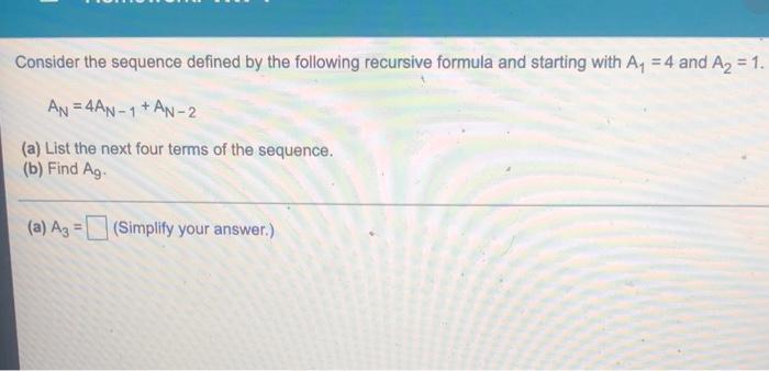 Solved Consider the sequence defined by the following | Chegg.com