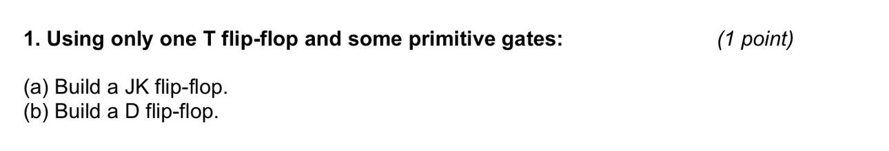 Solved 1. ﻿Using only one T flip-flop and some primitive | Chegg.com