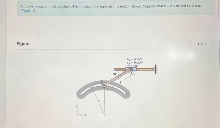At a given instant the slider block A is moving to | Chegg.com