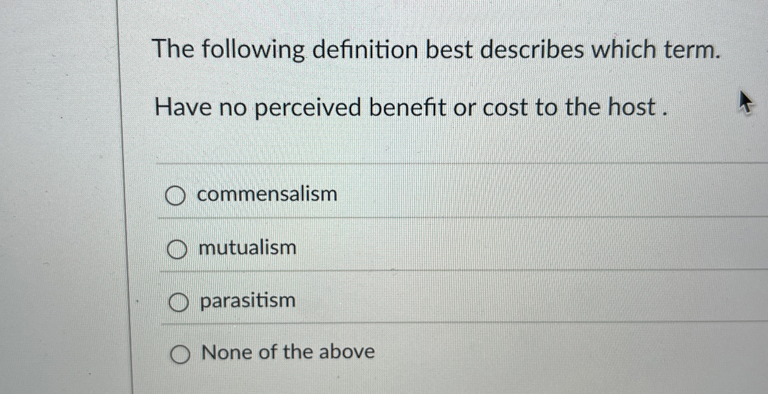 Solved The following definition best describes which | Chegg.com