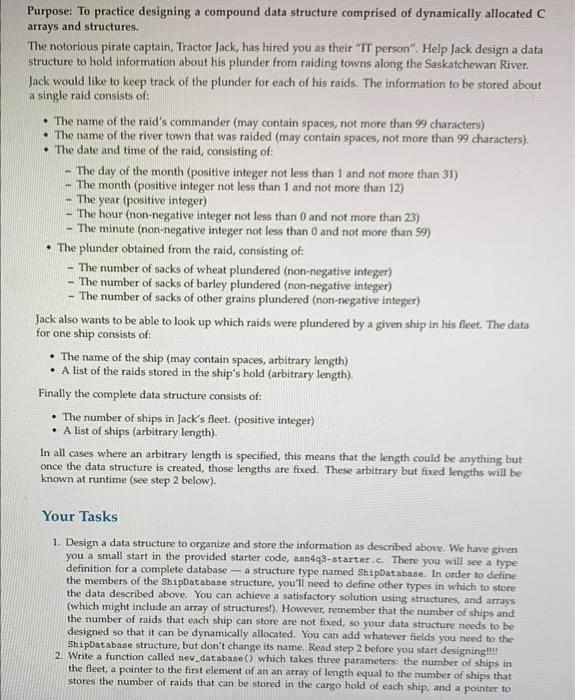 Solved Purpose: To practice designing a compound data | Chegg.com