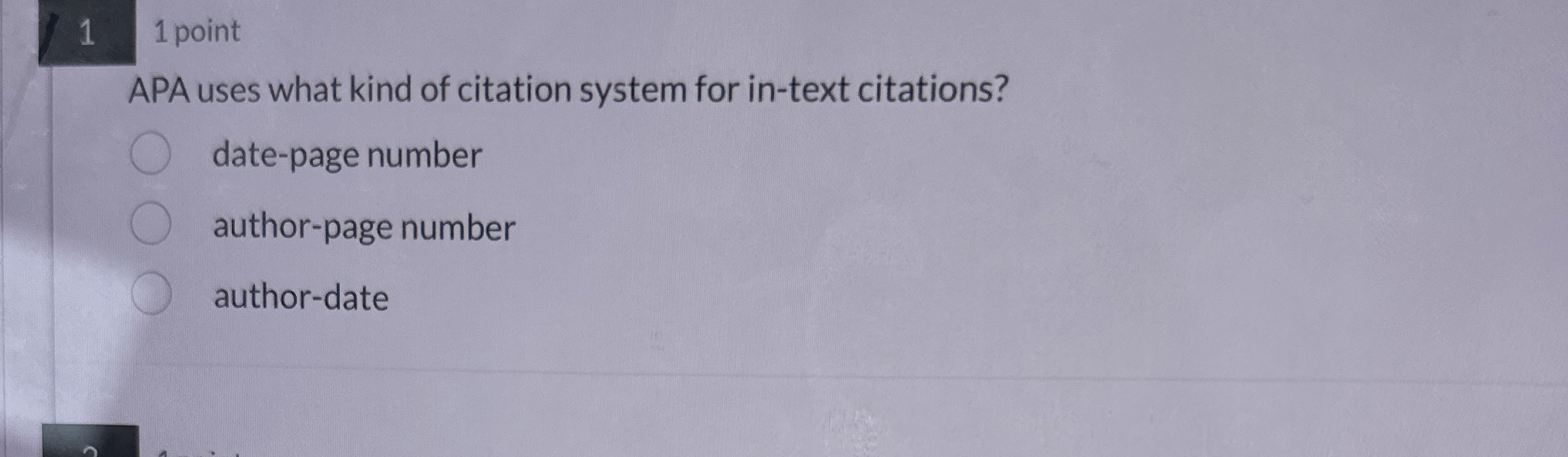 Solved 11 ﻿pointAPA uses what kind of citation system for | Chegg.com