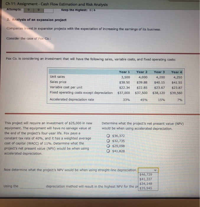 Solved Ch 11: Assignment - Cash Flow Estimation and Risk | Chegg.com