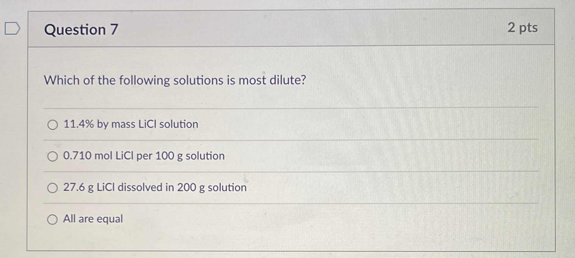 Solved Question 72 ﻿ptsWhich of the following solutions is | Chegg.com