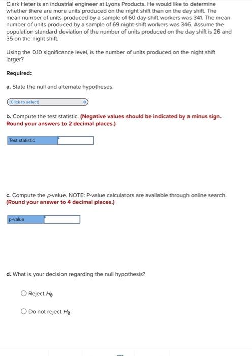 Solved b. Compute the test statistic. (Negative values | Chegg.com
