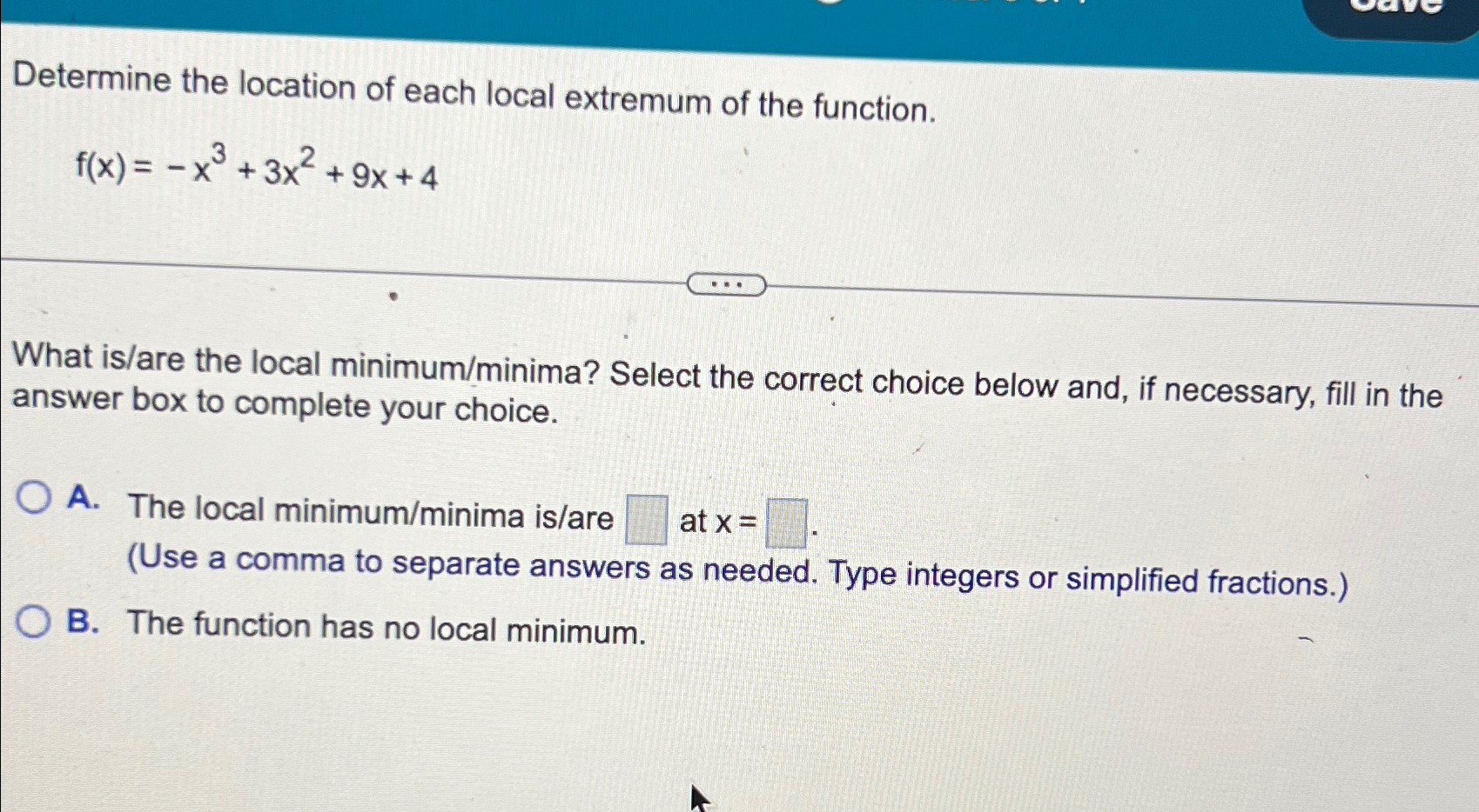 Solved Determine the location of each local extremum of the | Chegg.com