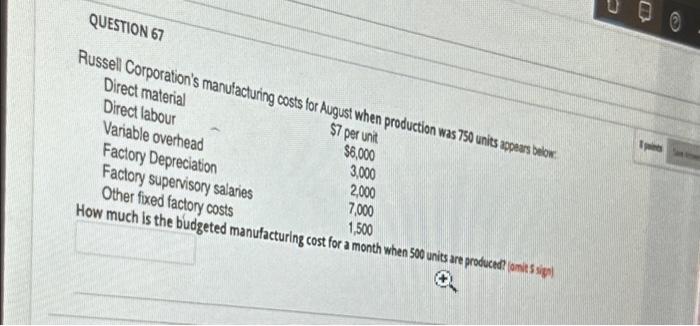 Solved QUESTION 67 | Chegg.com