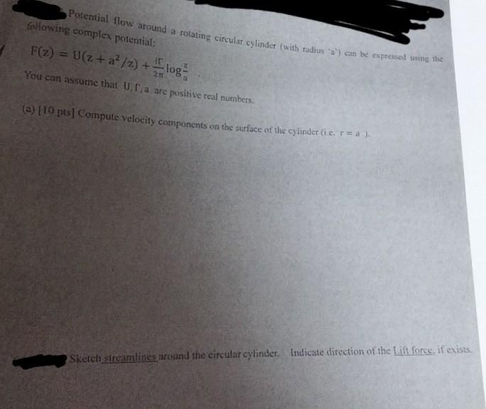 Solved Potential flow around a rotating circular cylinder | Chegg.com