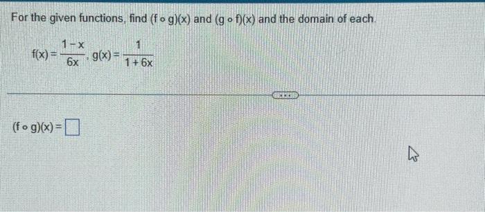 Solved For the given functions, find (f∘g)(x) and (g∘f)(x) | Chegg.com