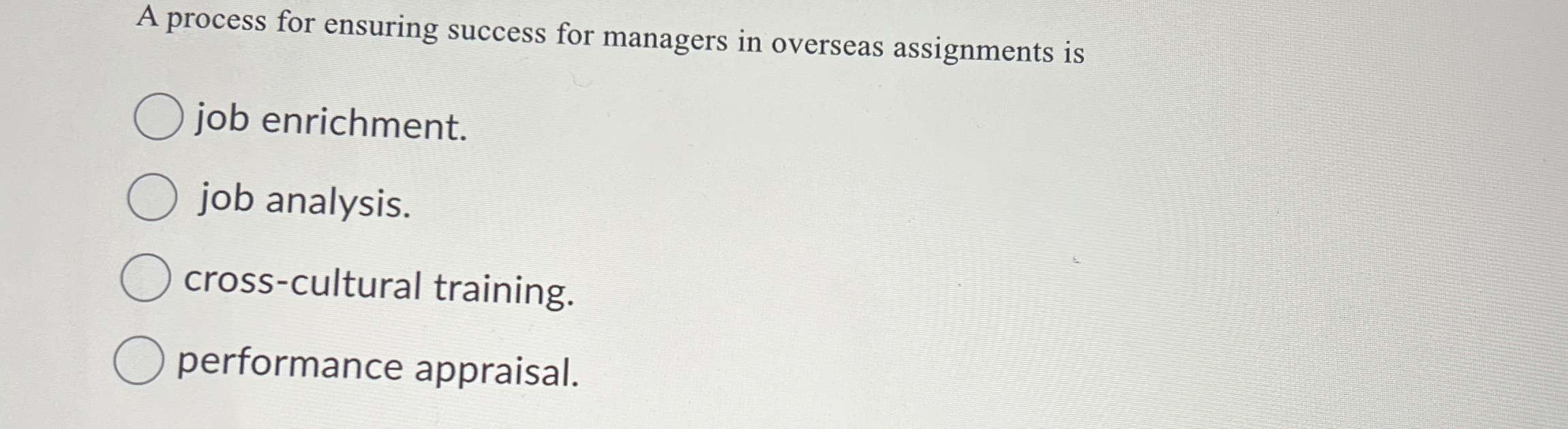 Solved A process for ensuring success for managers in | Chegg.com