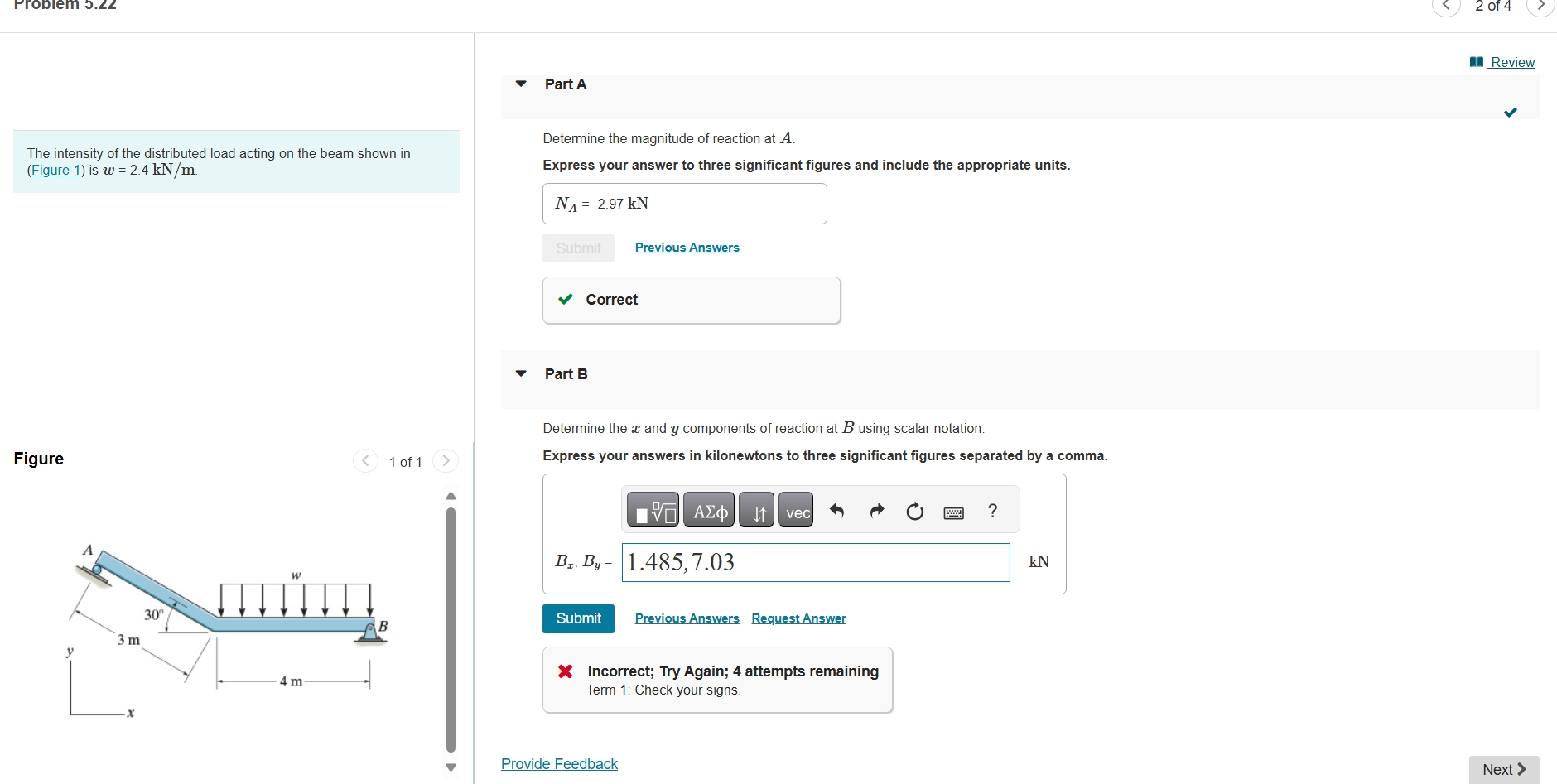 Solved Part A The intensity of the distributed load acting | Chegg.com