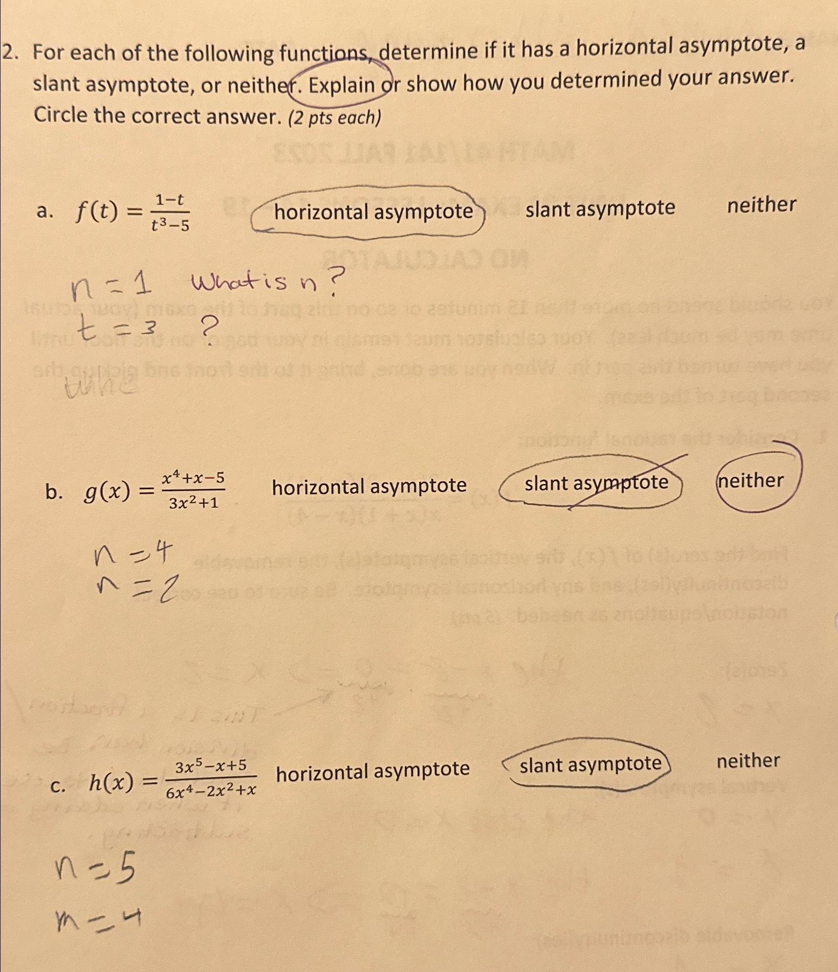 Solved For each of the following functions, determine if it | Chegg.com