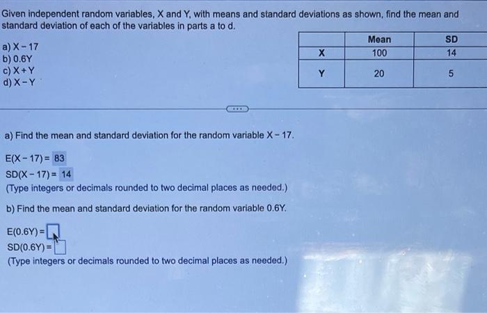 Solved Given independent random variables, X and Y, with | Chegg.com