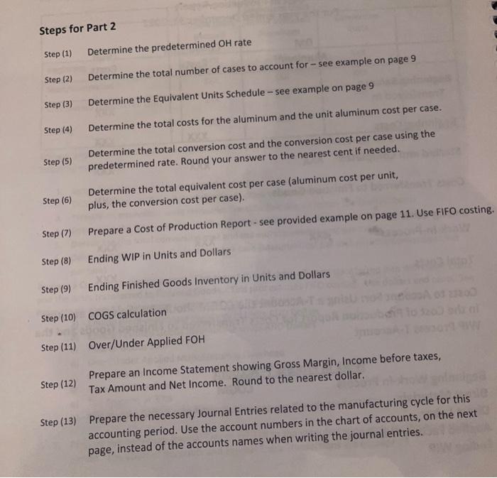 Solved Steps for Part 2 Step (1) Determine the predetermined | Chegg.com