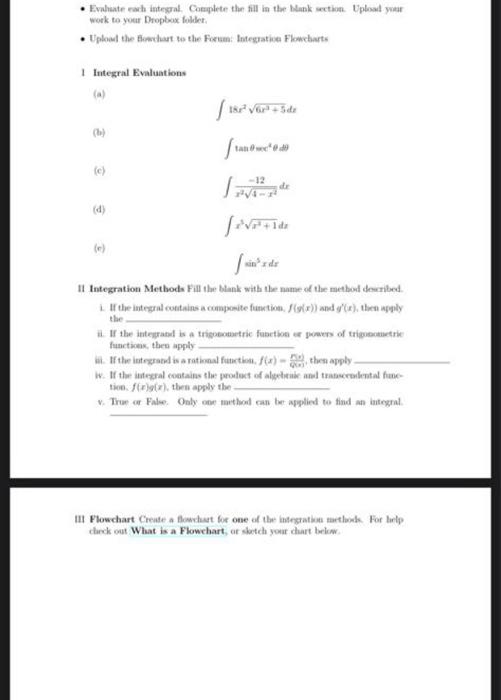 Solved Evaluate each integral. Complete the fill in the | Chegg.com