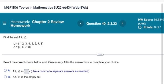 Solved MGF1106 Topics in Mathematics SU22-66134 Web(8Wk) | Chegg.com