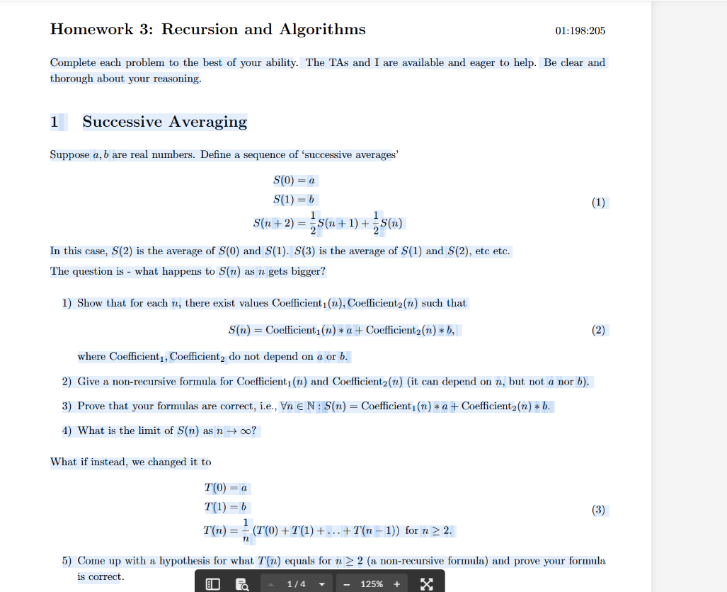 Homework 3: Recursion and AlgorithmsComplete each | Chegg.com