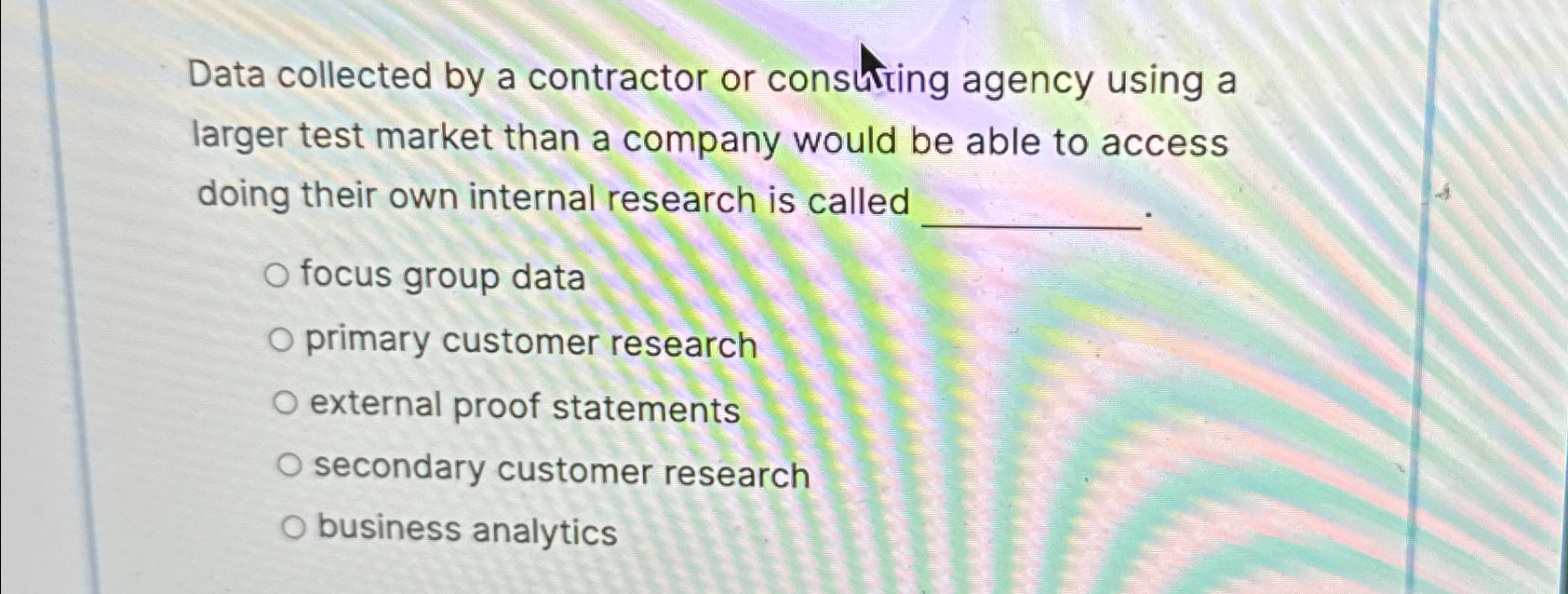 Solved Data collected by a contractor or consuring agency | Chegg.com