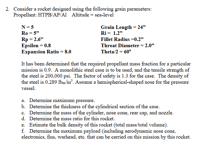 Consider a rocket designed using the following grain | Chegg.com