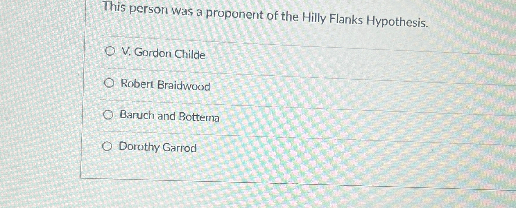 Solved This person was a proponent of the Hilly Flanks | Chegg.com