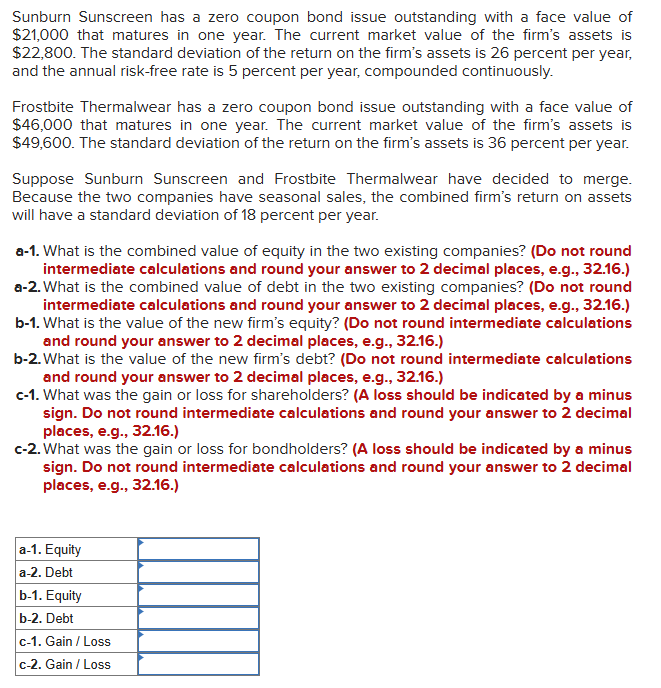 Solved Sunburn Sunscreen has a zero coupon bond issue | Chegg.com