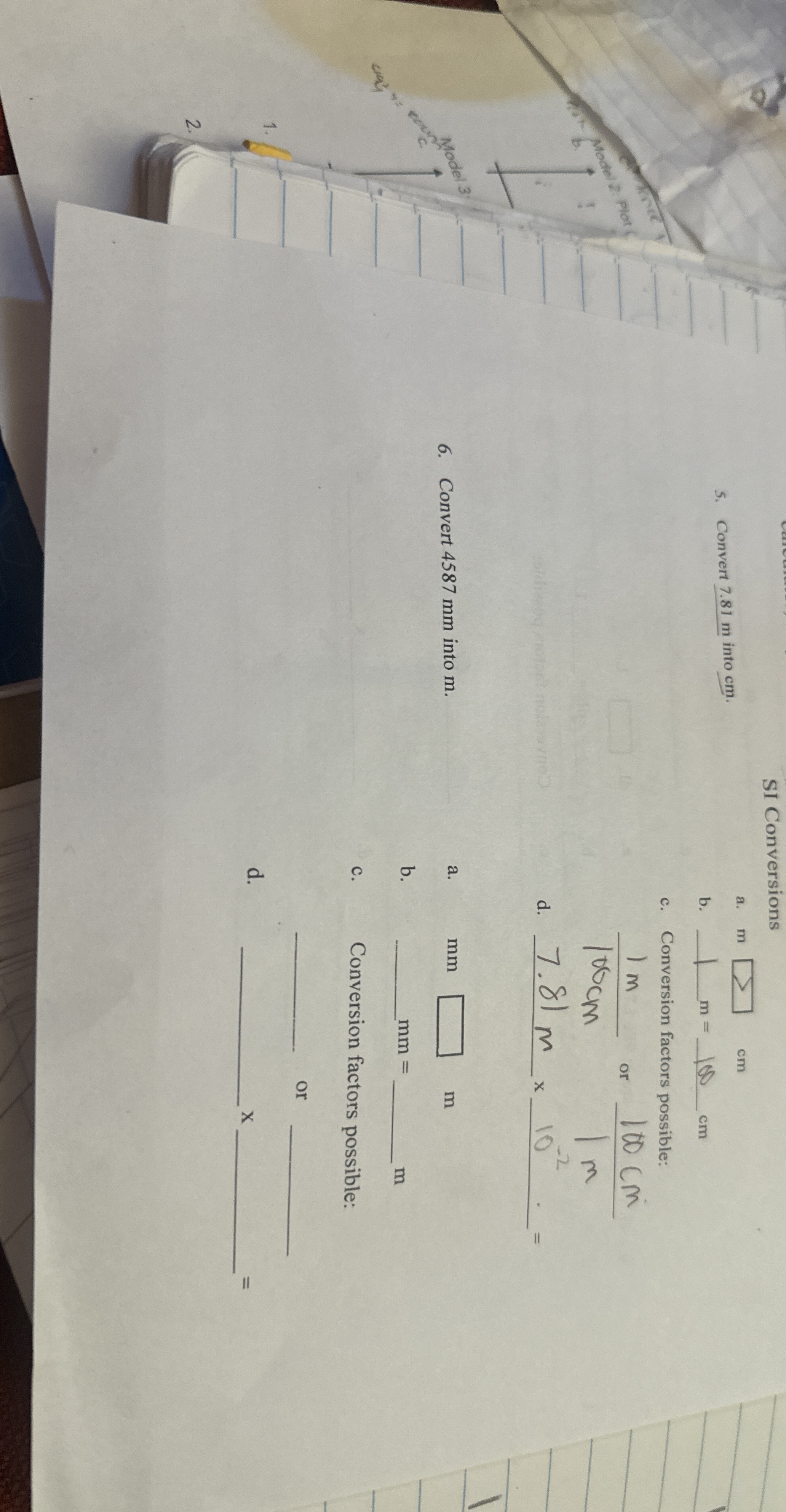 Solved SI Conversions(2) 5 5. ﻿Convert 7.81 ﻿m into cm.a. ﻿m | Chegg.com