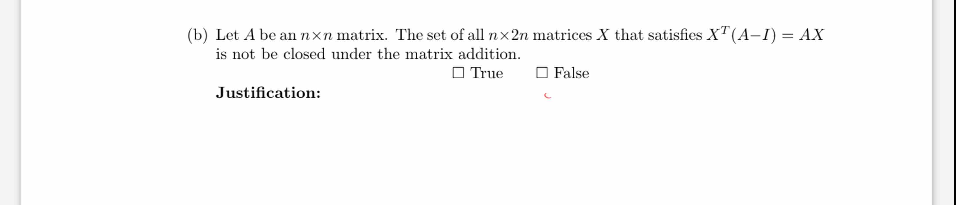 Solved (e) ﻿For any n\times n matrix A , ﻿the map defined | Chegg.com
