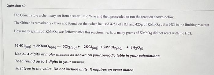 Solved The Grinch stole a chemistry set from a smart little | Chegg.com