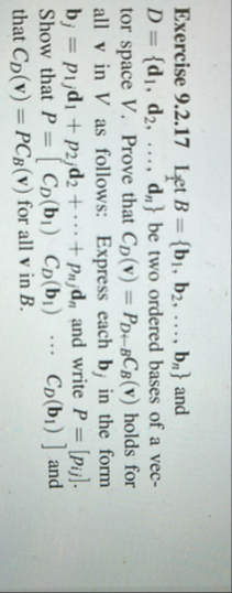 Exercise 9.2.17 ﻿Let B={b1,b2,dots,bn} ﻿and | Chegg.com
