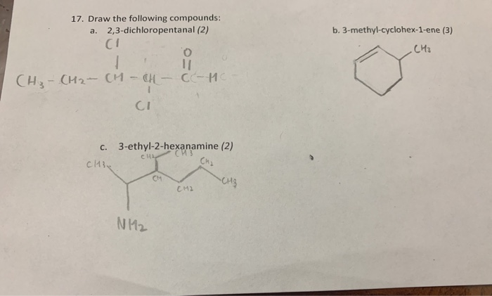 Solved 17. Draw the following compounds: a. | Chegg.com