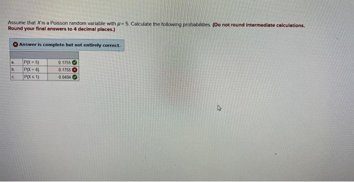 Solved Assume that X is a Poisson random variable with μ=5. | Chegg.com