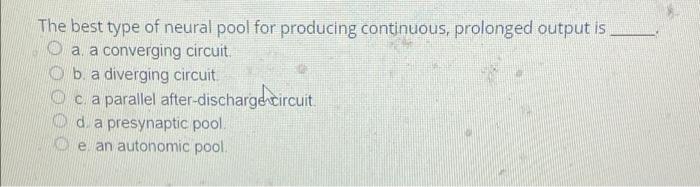 Solved The best type of neural pool for producing | Chegg.com