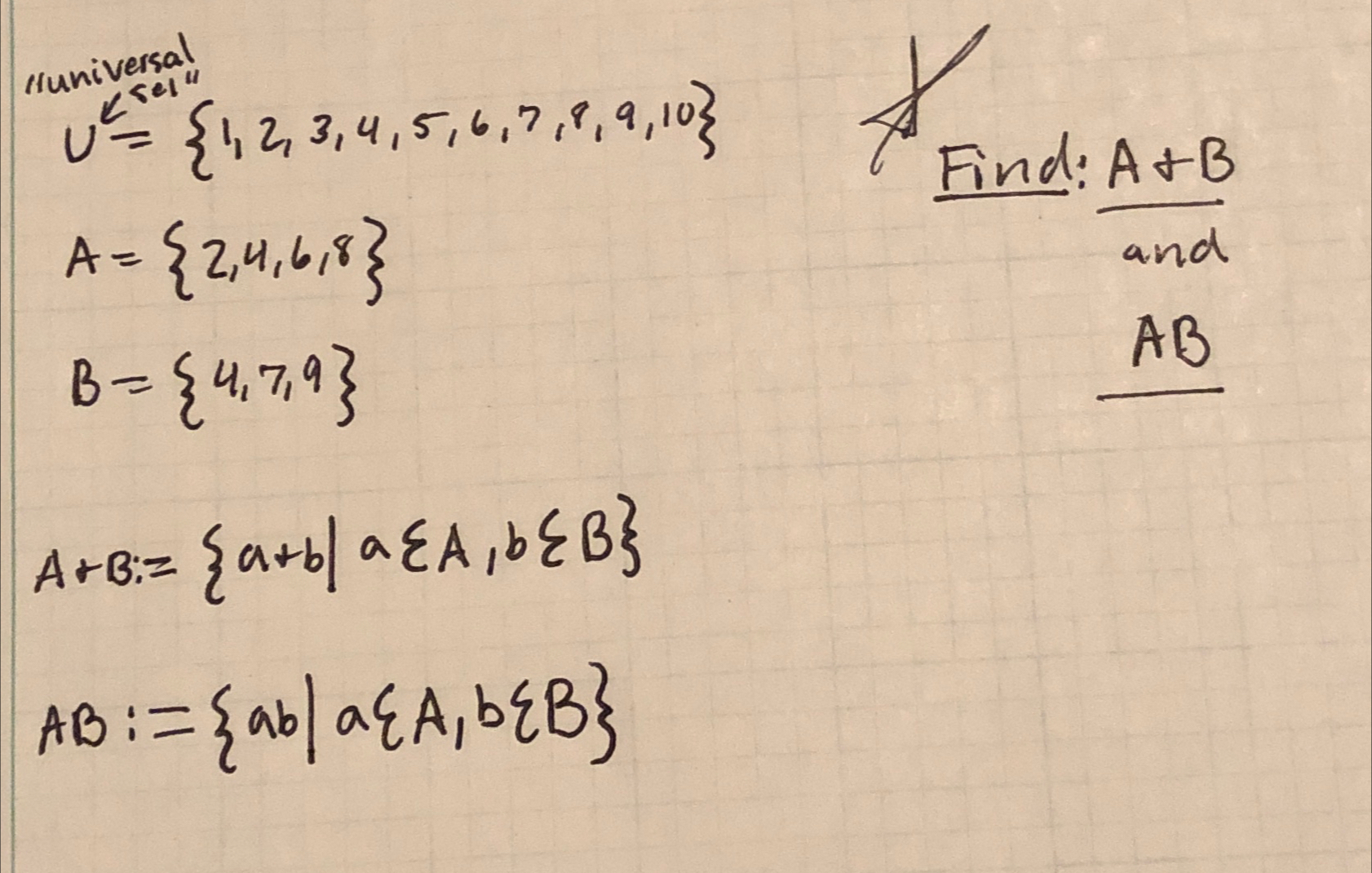 Solved "runiversal"iluniversal"HFind: A+B and AB | Chegg.com