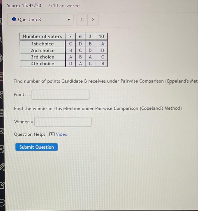 Solved Find number of points Candidate B receives under | Chegg.com