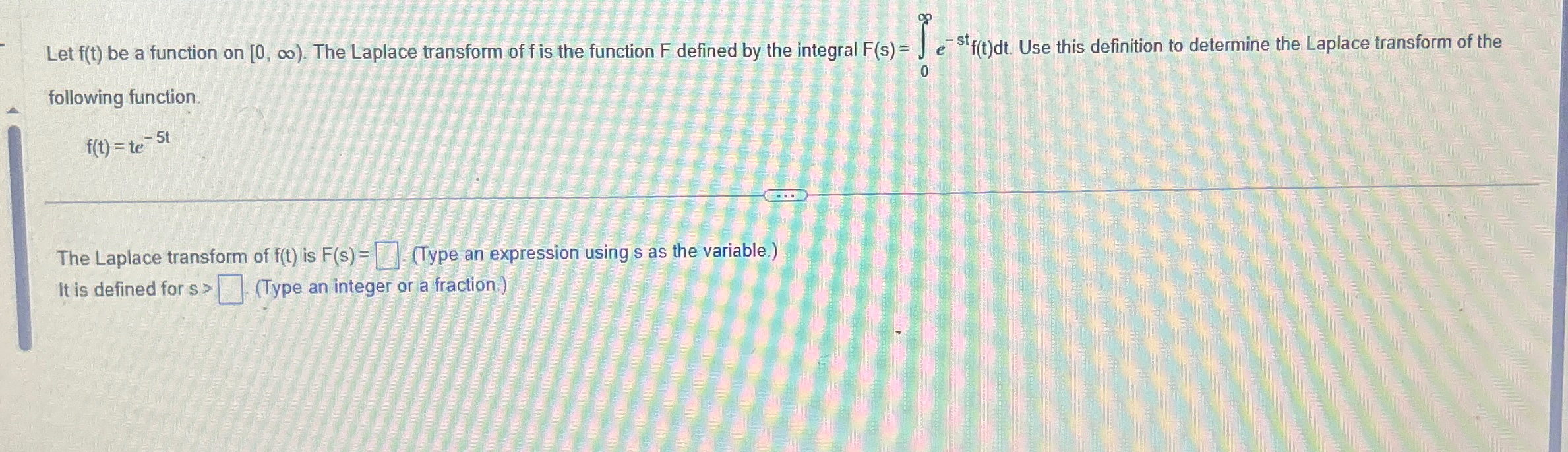 Solved Let f(t) ﻿be a function on [0,∞). ﻿The Laplace | Chegg.com
