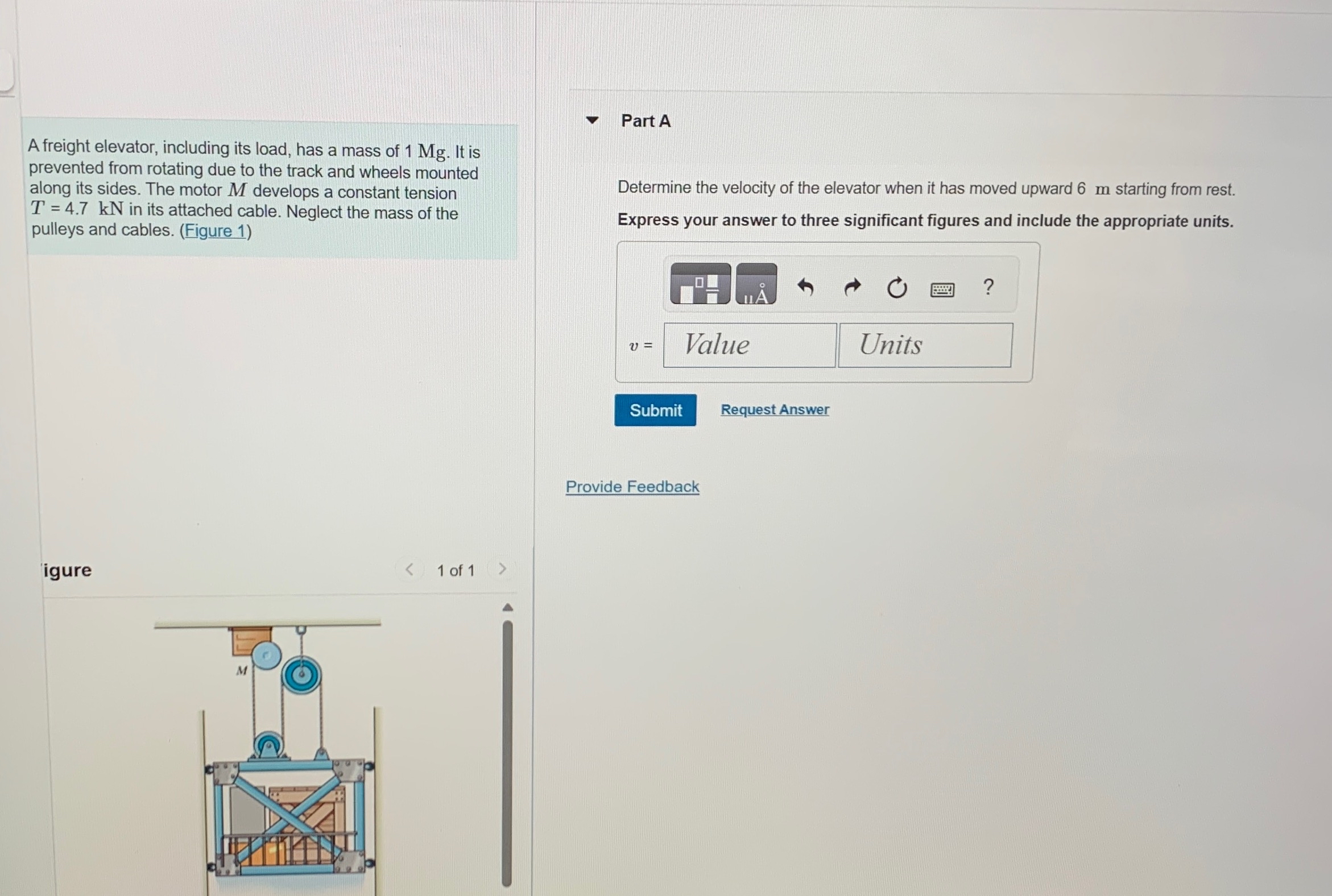 Solved A freight elevator, including its load, has a mass of | Chegg.com