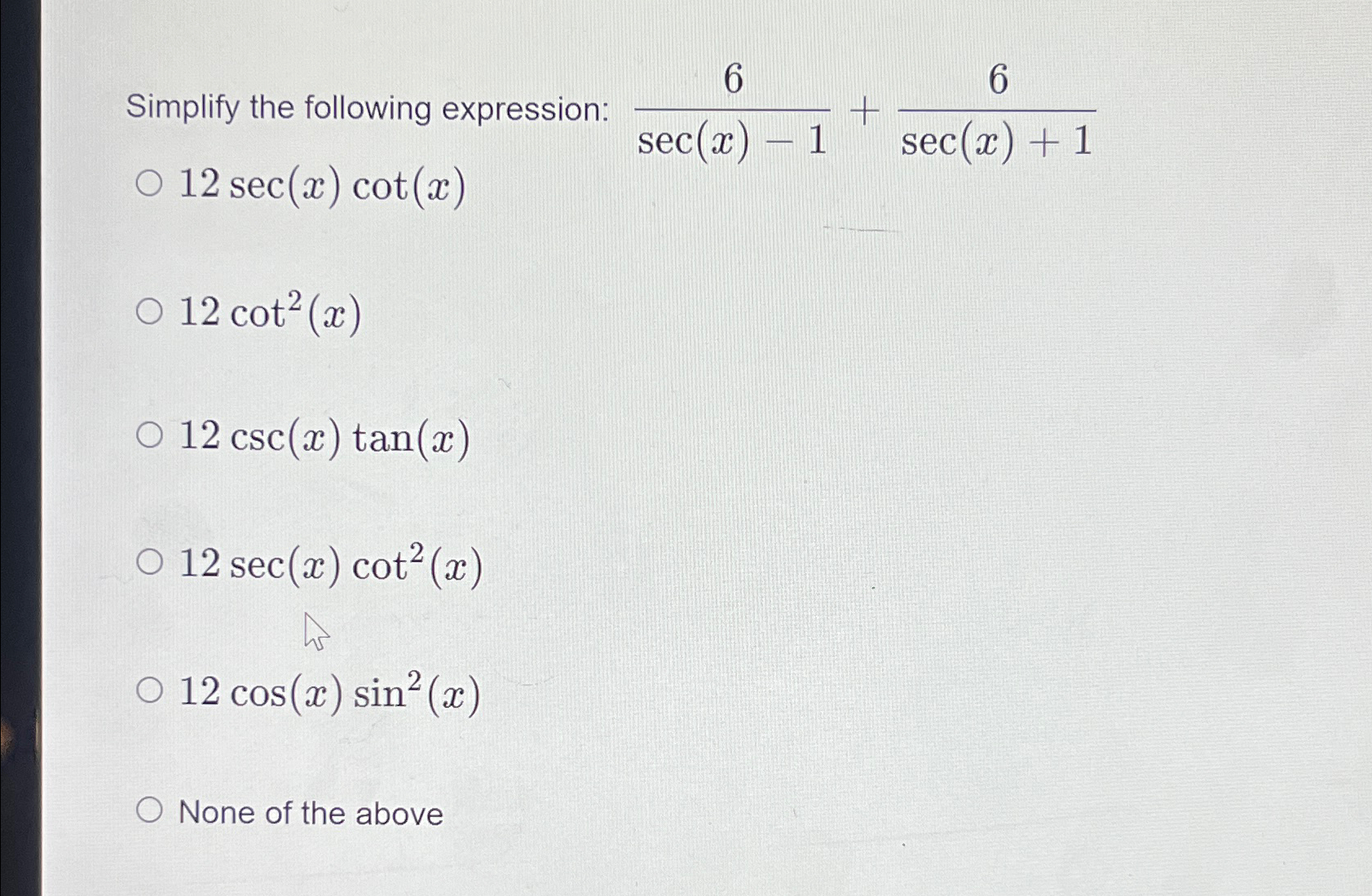 Solved Simplify the following expression: | Chegg.com