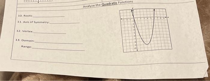 Solved Analyze the Quadratic Functions 10. Roots: 11. Axis | Chegg.com