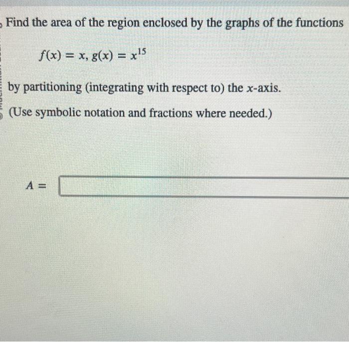 Solved Find the area of the region enclosed by the graphs of | Chegg.com