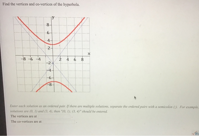 Solved Find the vertices and co-vertices of the hyperbola. | Chegg.com