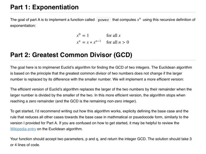 Solved Part 1: Exponentiation The goal of part A is to | Chegg.com