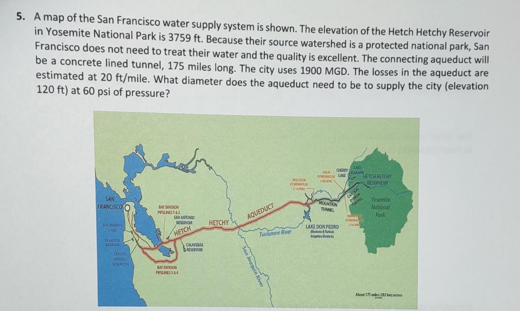 Solved 5. A map of the San Francisco water supply system is | Chegg.com