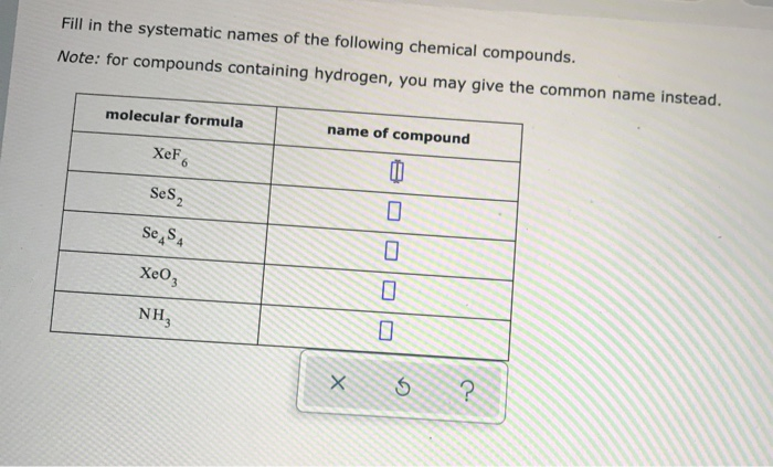 Solved Fill in the systematic names of the following | Chegg.com