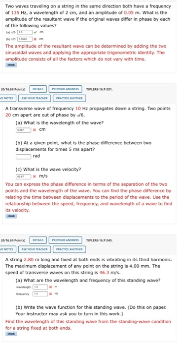 Solved Two waves traveling on a string in the same direction | Chegg.com