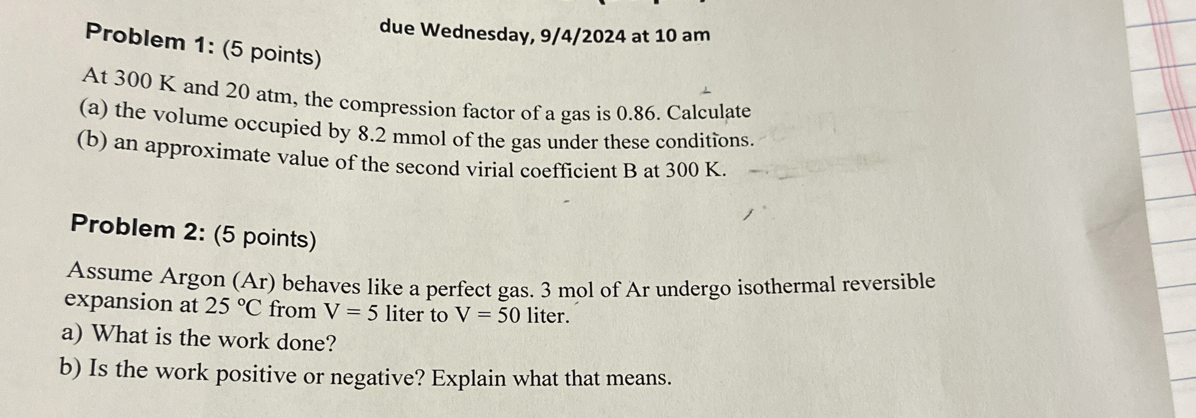 Solved Problem 1: (5 ﻿points)due Wednesday, 9/4/2024 ﻿at 10 | Chegg.com