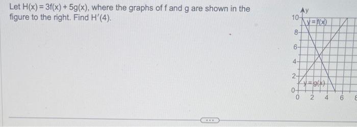 Solved Let H(x)=3f(x)+5g(x), where the graphs of f and g are | Chegg.com