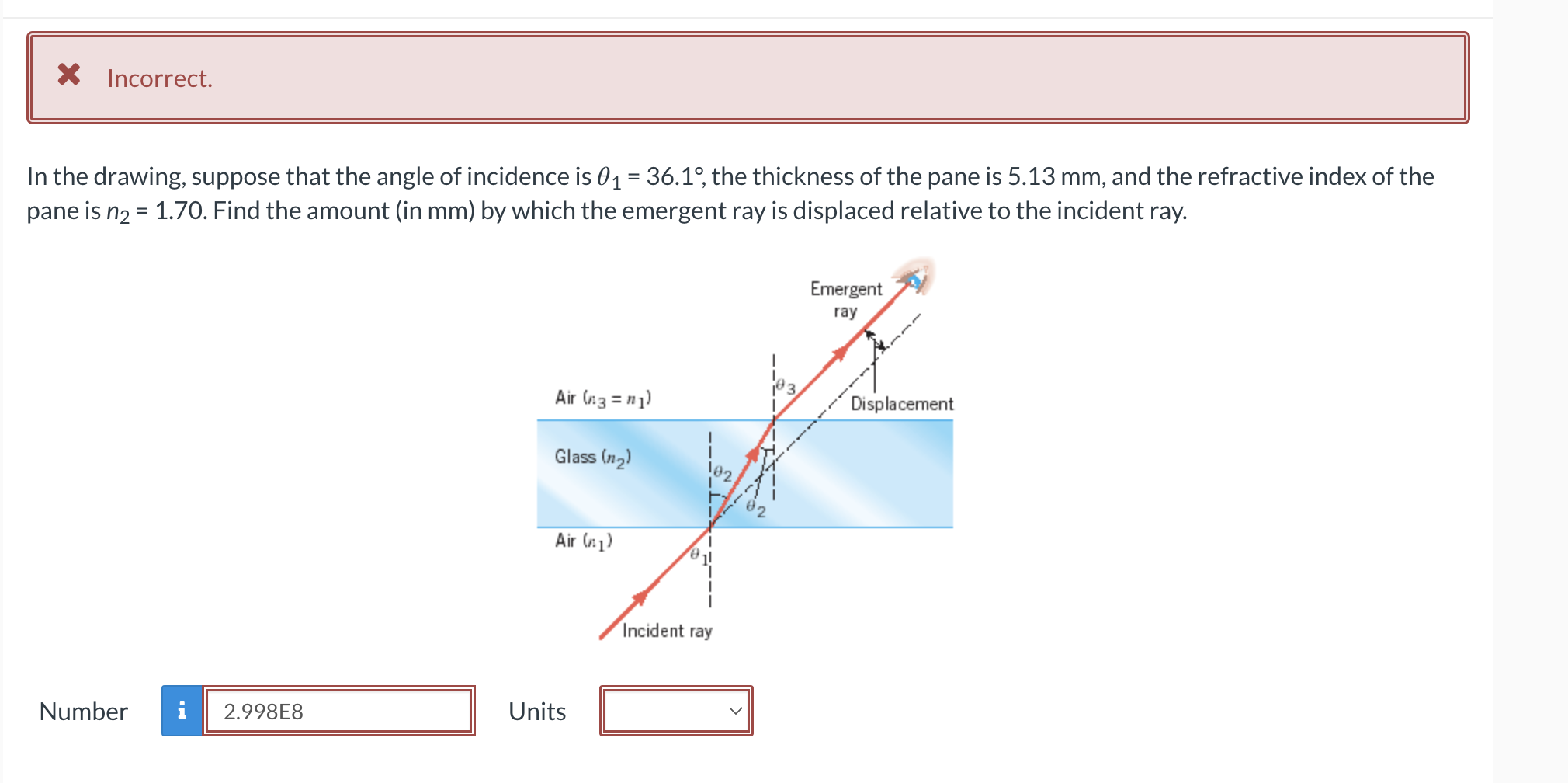 Solved In the drawing, suppose that the angle of incidence | Chegg.com