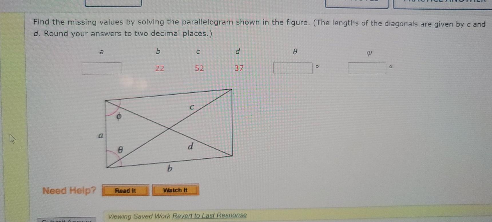 Solved Find the missing values by solving the parallelogram | Chegg.com